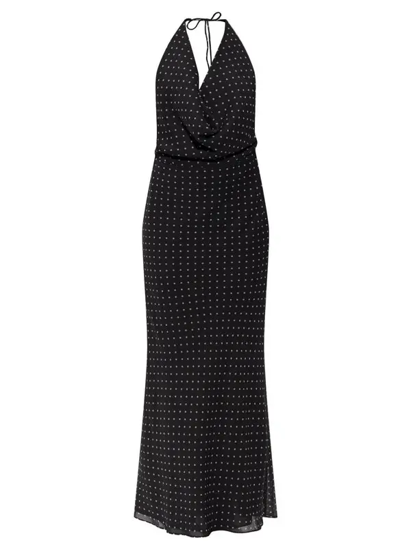 ROTATE BY BIRGER CHRISTENSEN Off-shoulder Maxi Dress With Halter Neckline And Open Back - Black