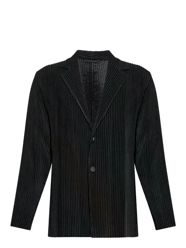 Issey Miyake Plissé-effect Notched-lapel Jacket - Black