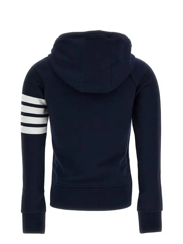 Thom Browne Fleece Classic Loopback 4-bar Zip Hoodie - Blu