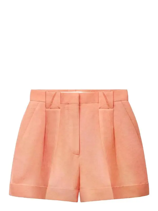 Versace Wool-linen Pleated Shorts With Medusa Hardware - Orange