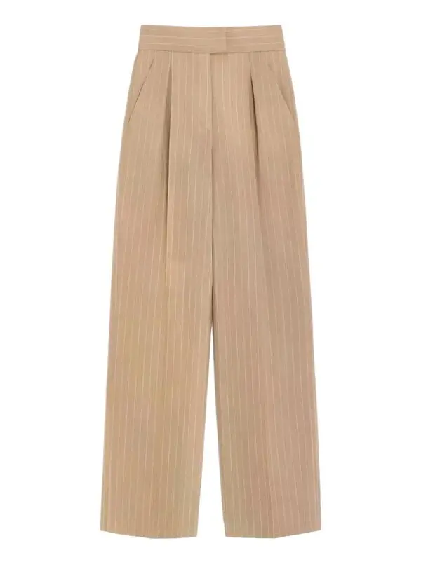 Valentino Garavani Faded Pinstripe Virgin Wool Trousers - Neutrals