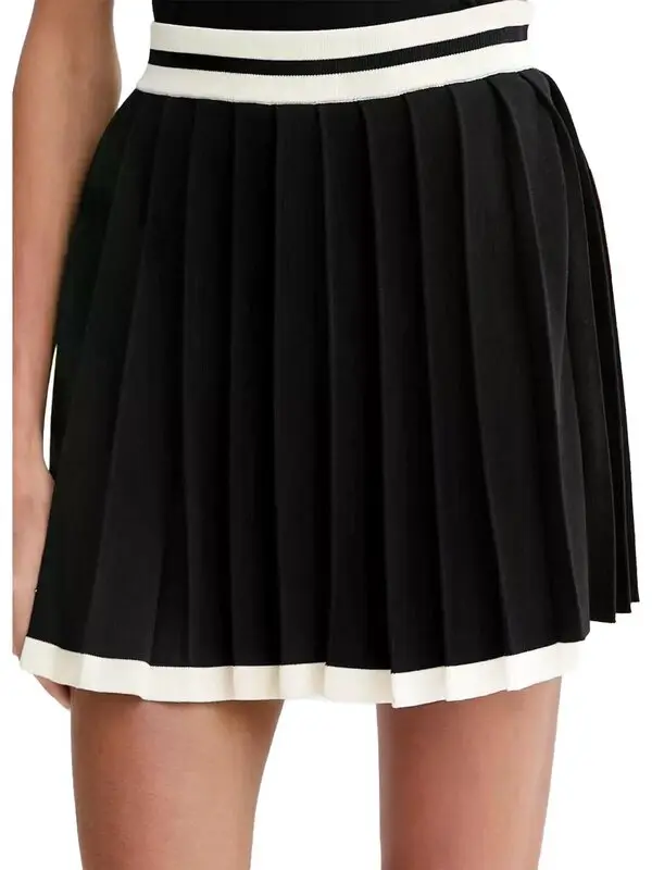 Guess Pleated Mini Skirt With Logo Waistband - Black