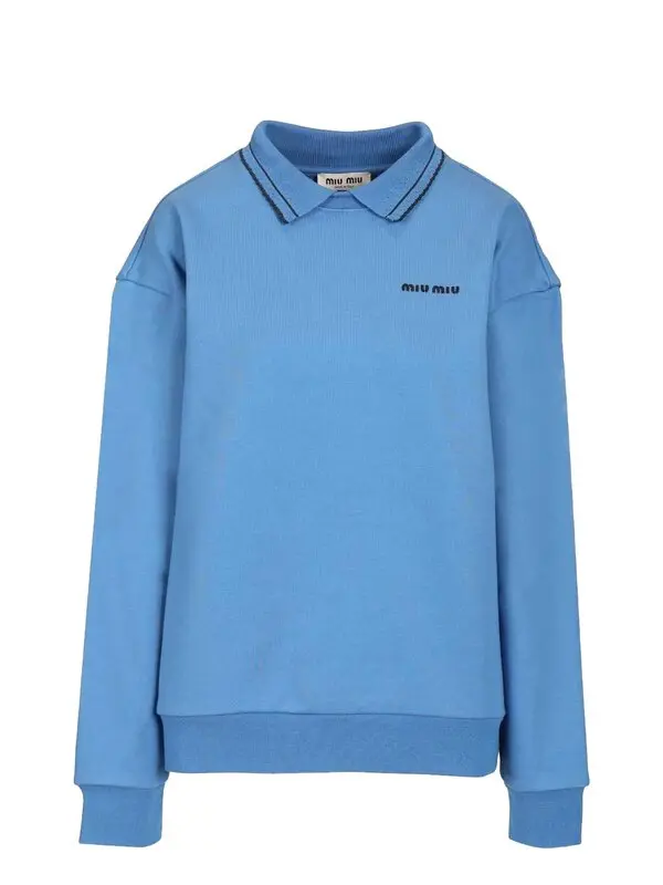 Miu Miu Embroidered Logo Cotton Sweatshirt - Blue