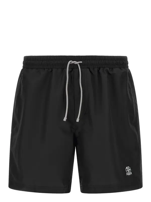 Brunello Cucinelli Logo Embroidery Swimsuit - Black