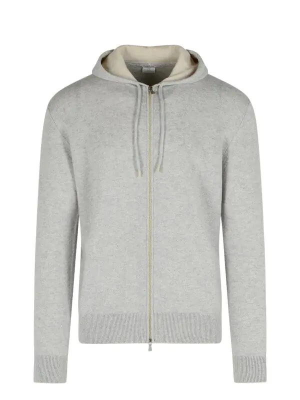 Eleventy Zip-up Knitted Hoodie - Grey
