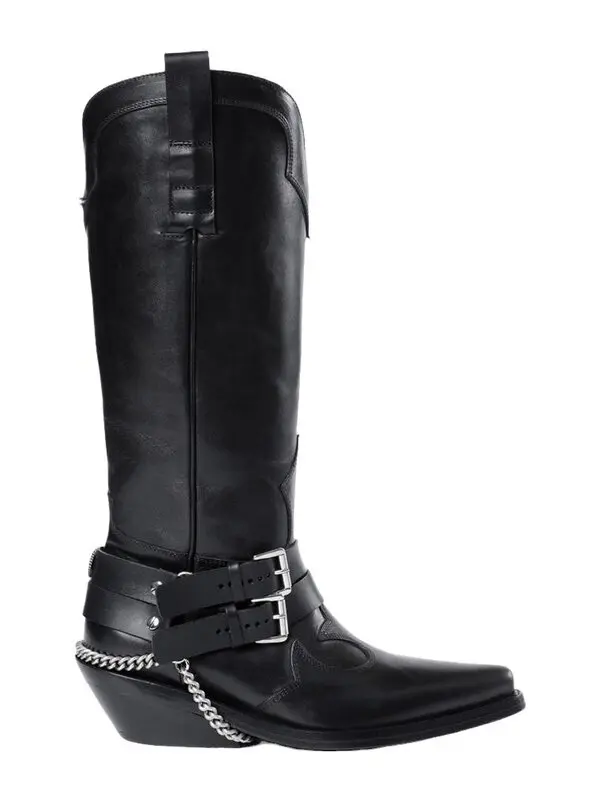 ANN DEMEULEMEESTER Belted Western Boots - Black