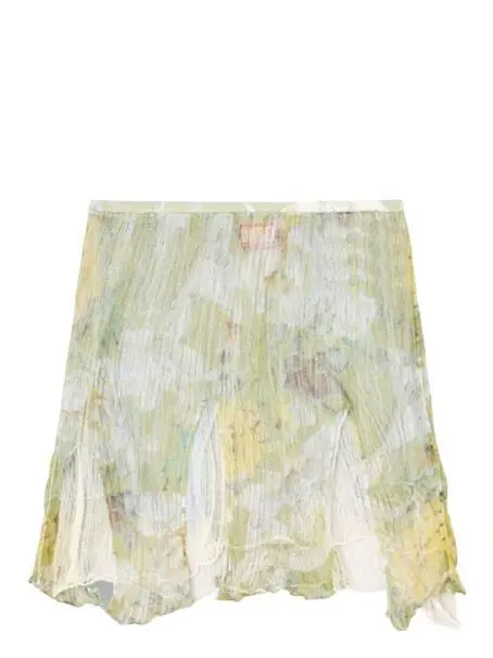 DIESEL® Floral Printed Asymmetric Mini Skirt - Green/white