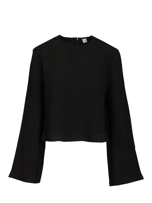 TOTEME Cropped Blouse With Wide Sleeves - Black
