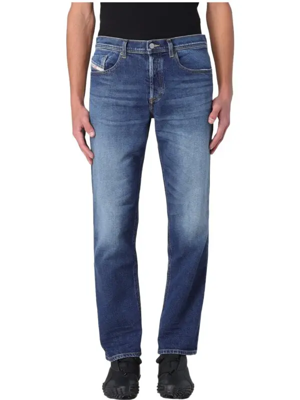 DIESEL® Logo Patch Straight-leg Jeans - Blue