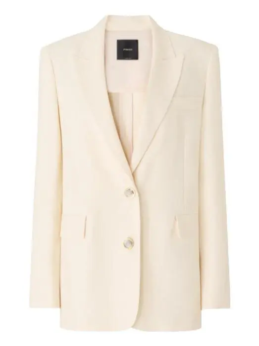 Pinko Single-breasted Tailored Blazer - Creamy-white