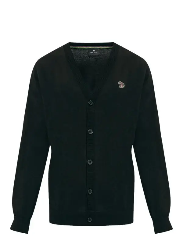 Paul Smith Zebra Patch V-neck Cardigan - Black