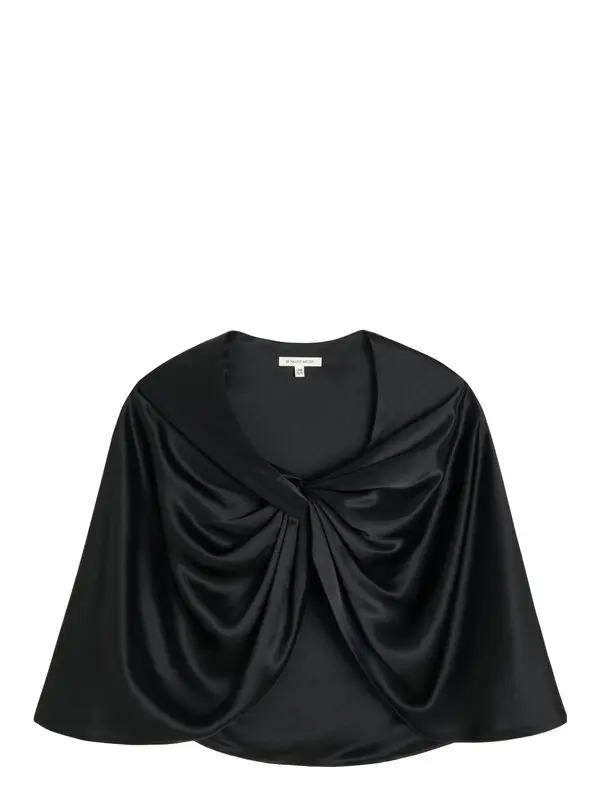 BY MALENE BIRGER Ruched Satin Cape - Black