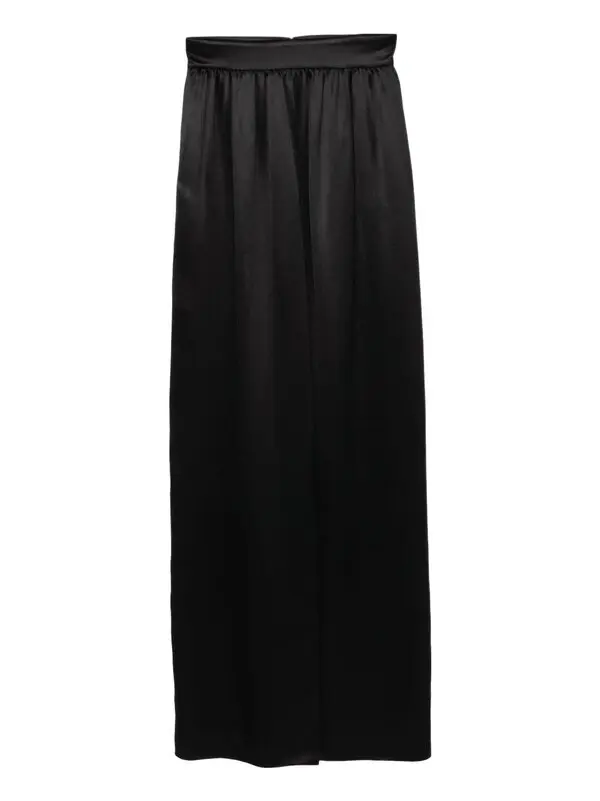 Dolce & Gabbana Silk Maxi Skirt With Ruffles And Slits - Black