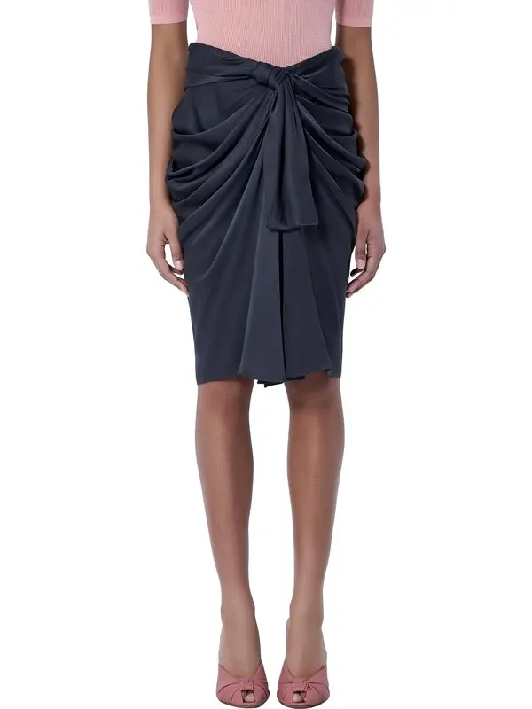 Chloé Draped Knot Detail Silk Skirt - Black