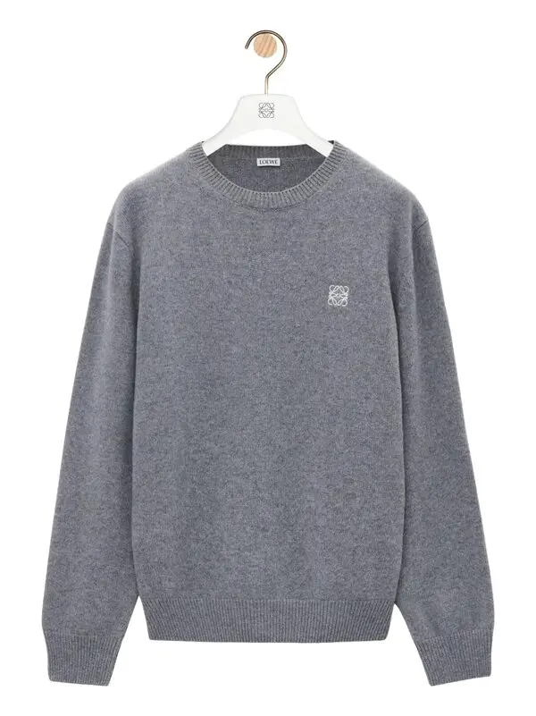 Loewe Anagram Embroidered Crewneck Jumper - Mixed Gray