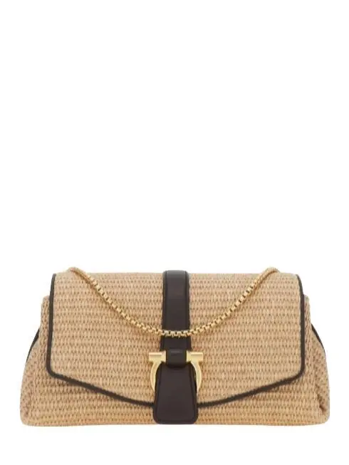 FERRAGAMO Front Flap Crossbody Bag - Nude