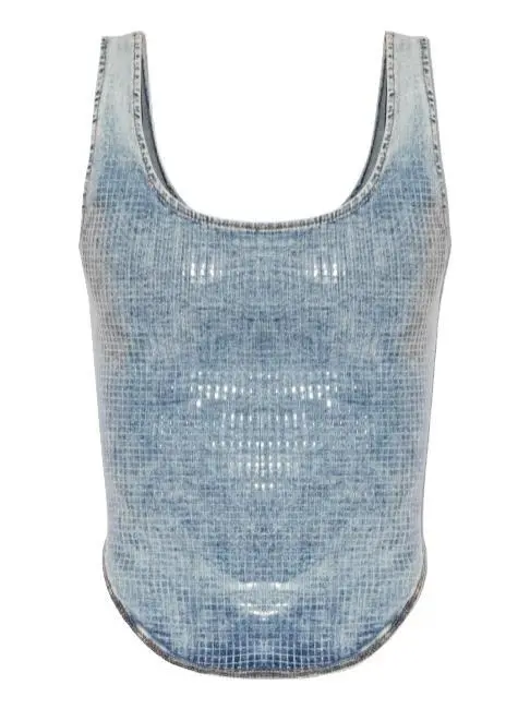 DIESEL® Shi Denim Style Printed Bustier Top - Blue
