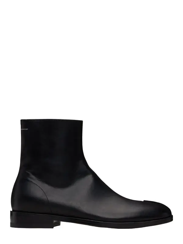 MAISON MARGIELA Leather Ankle Boots With Zip Closure - Black