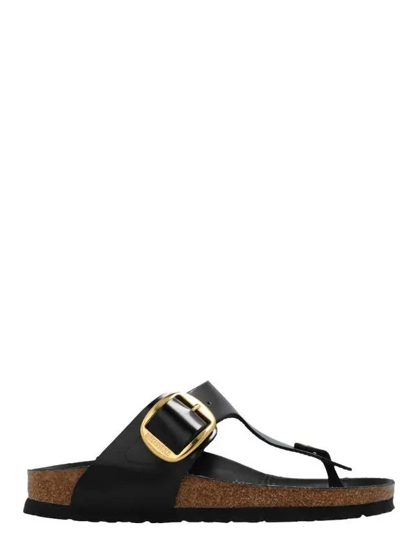 BIRKENSTOCK Gizeh Logo-engraved Leather Thong Sandals - Black