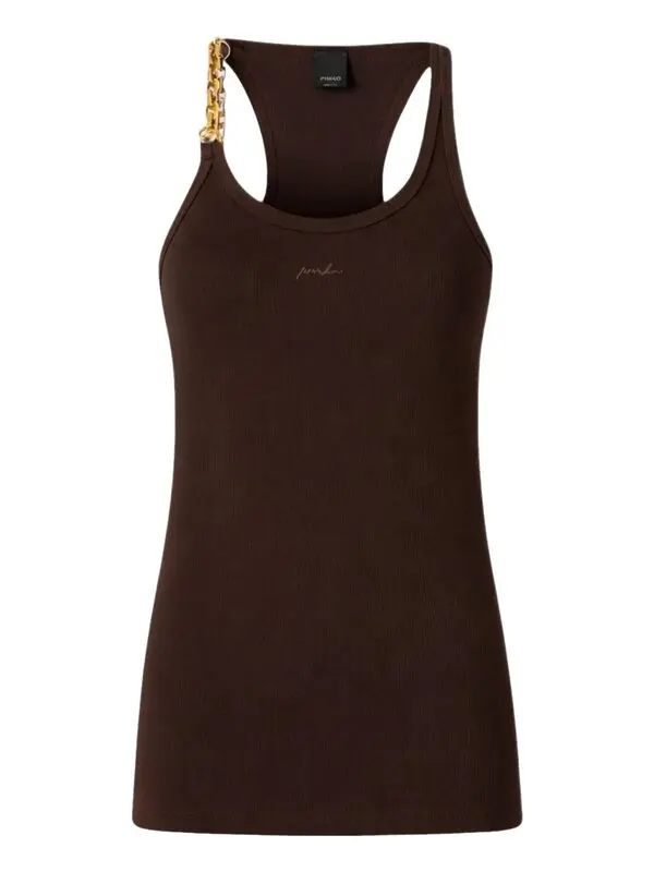 Pinko Sleeveless Chain-strap Tank Top - Black