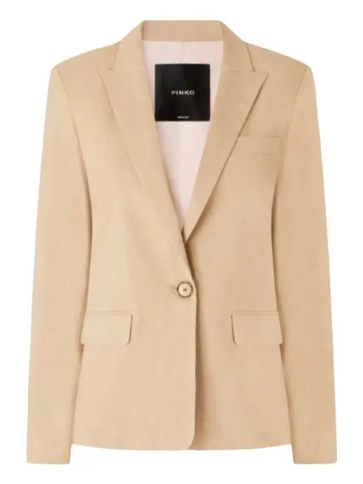 Pinko Single-breasted Jacket With Notched Lapels - Light Brown