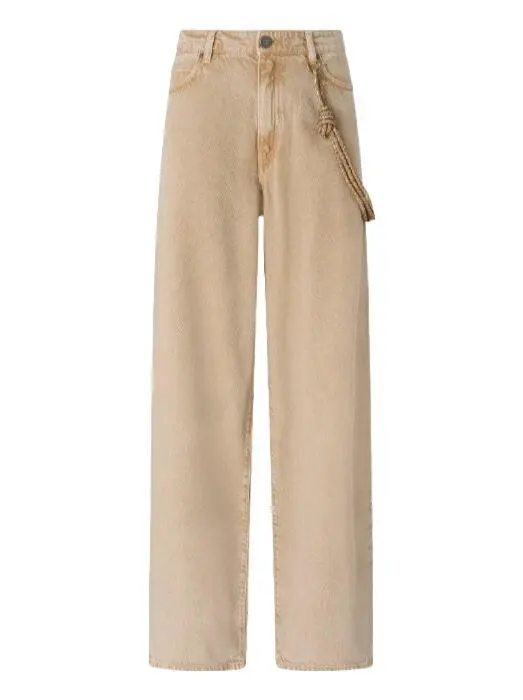 Pinko Chain Detail Straight-leg Jeans - Beige
