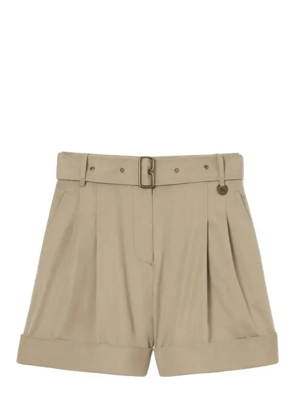 Burberry Belted Tropical Gabardine Shorts - Saltmarsh Beige
