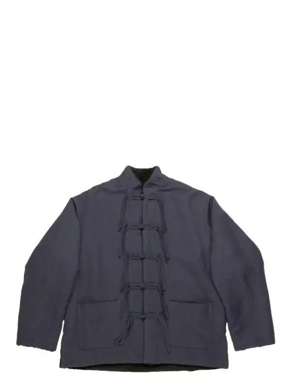 UMA WANG Long Sleeve Casual Jacket With Knotted Closure - Black