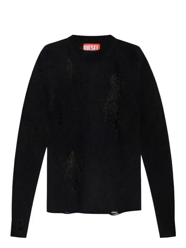DIESEL® Distressed Knitted Jumper - Black