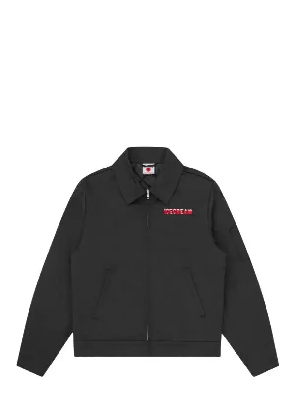 ICECREAM Logo Embroidered Zip-up Jacket - Black