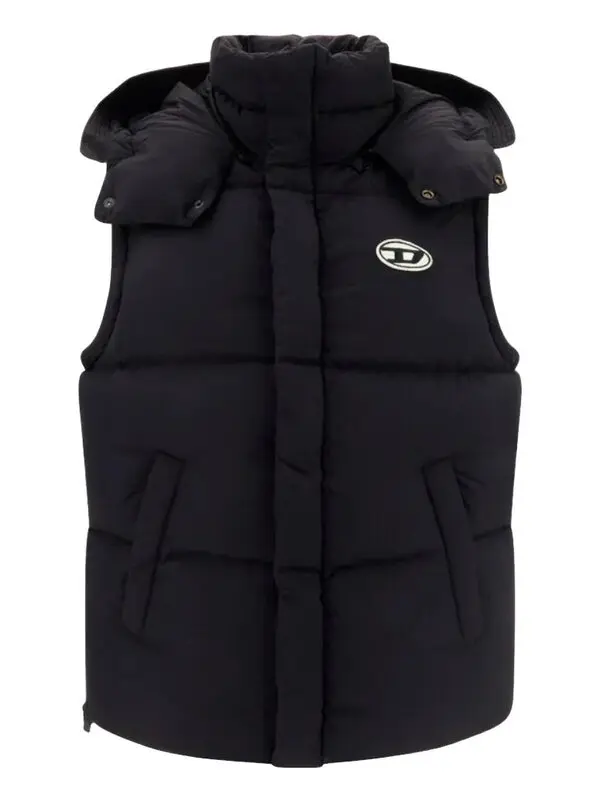 DIESEL® Logo Patch Padded Gilet - Black