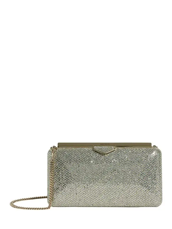 JIMMY CHOO Ellipse Glitter Shoulder Bag - Gray