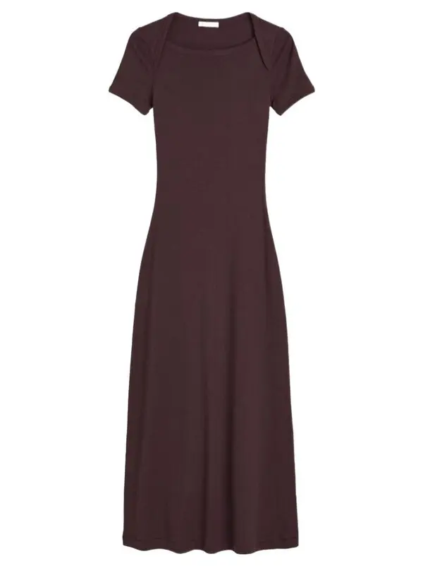 BY MALENE BIRGER Irina Short Sleeve Boatneck Maxi Dress - Eggplant