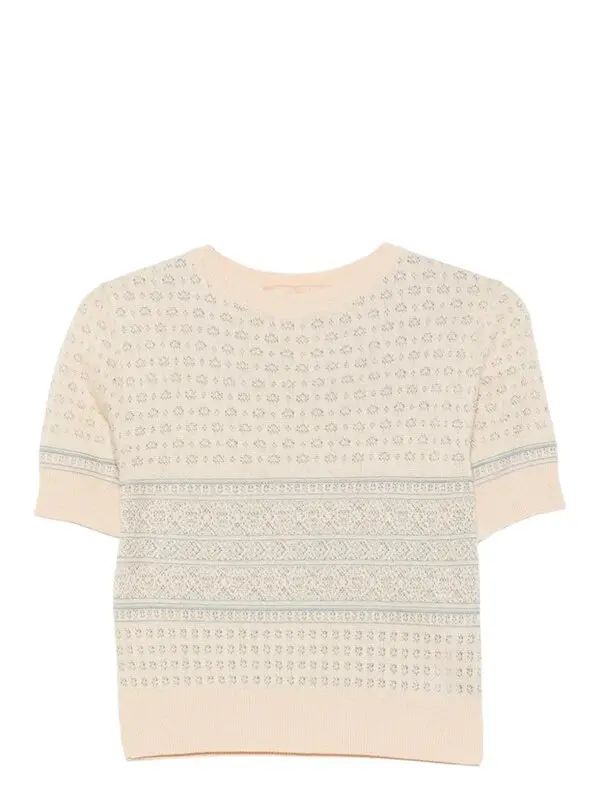 Ermanno Scervino Crew Neck Short-sleeve Top - Beige