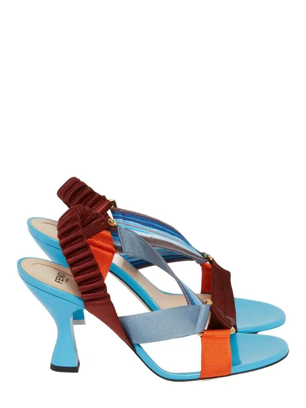 Fendi Round Toe High Heeled Sandals With Metal Carabiners - Multicolor