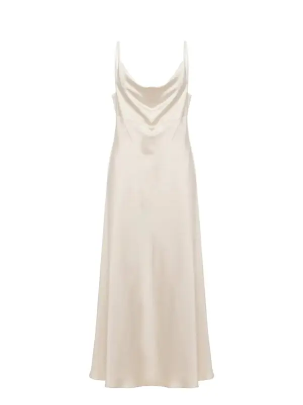 D.exterior Satin Cowl Neck Maxi Dress - White