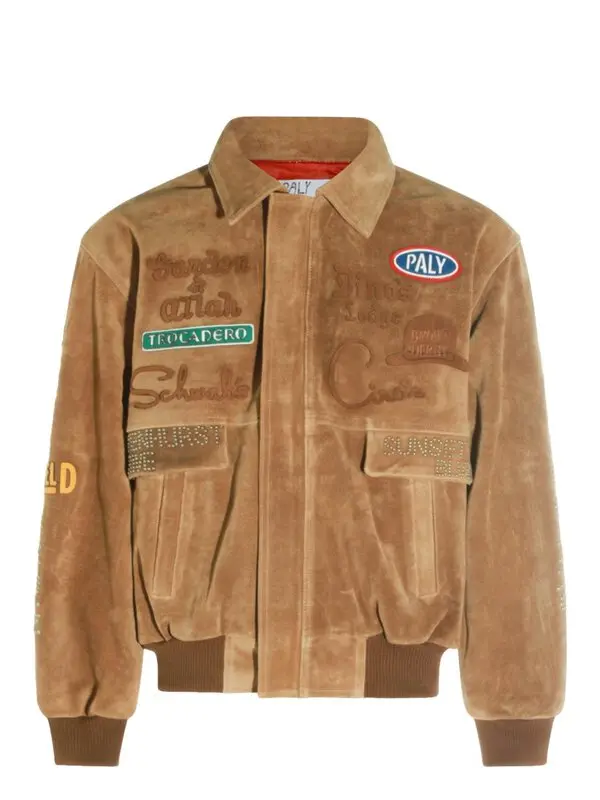 PALY HOLLYWOOD Suede Embroidered And Studded Jacket - Brown