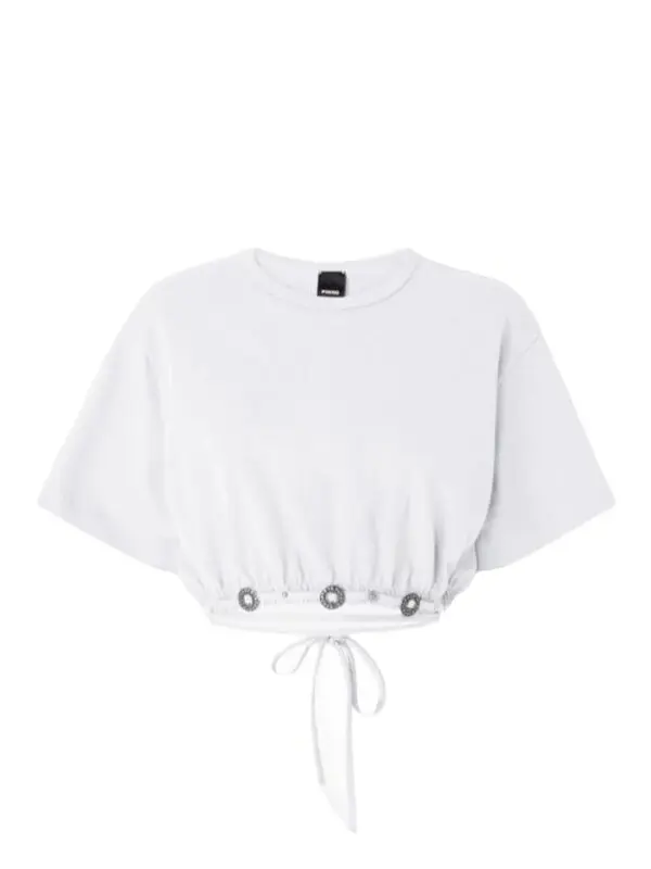 Pinko Lace-up Cropped T-shirt - White