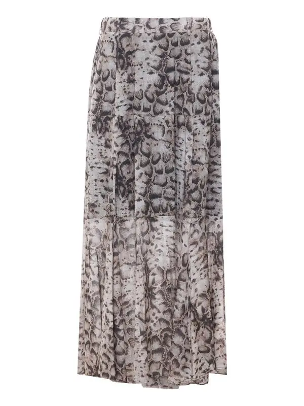 Pinko Agrigento Tiered Maxi Skirt With Animal Print - Gray