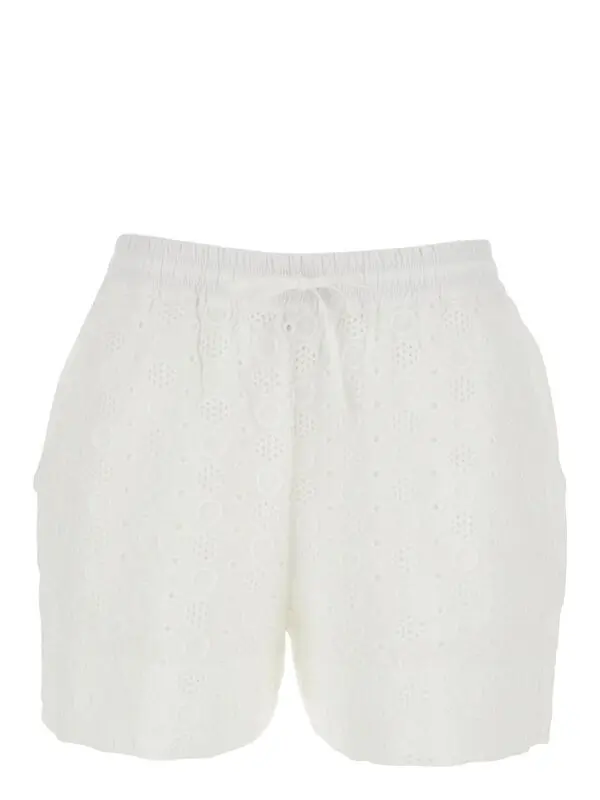 Pinko Embroidered Broderie Anglaise Drawstring Shorts - White