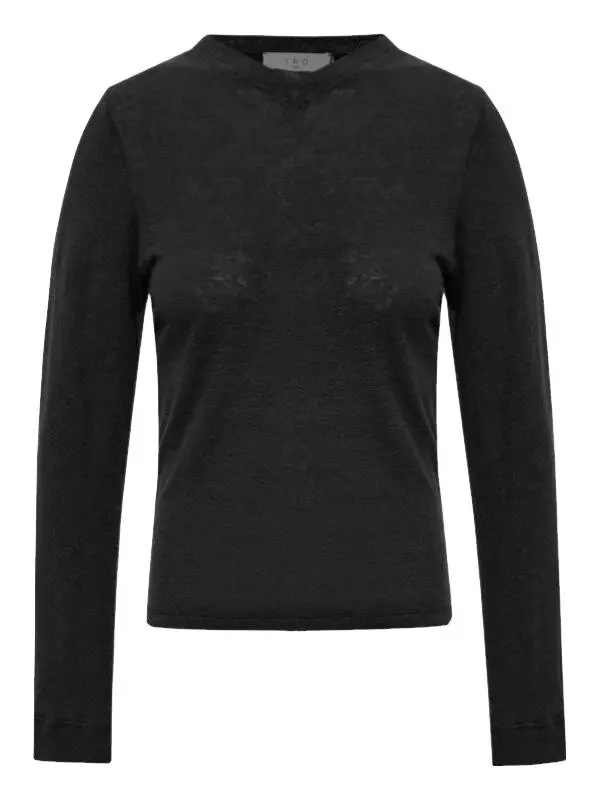 IRO PARIS Long-sleeved V-neck T-shirt - Black