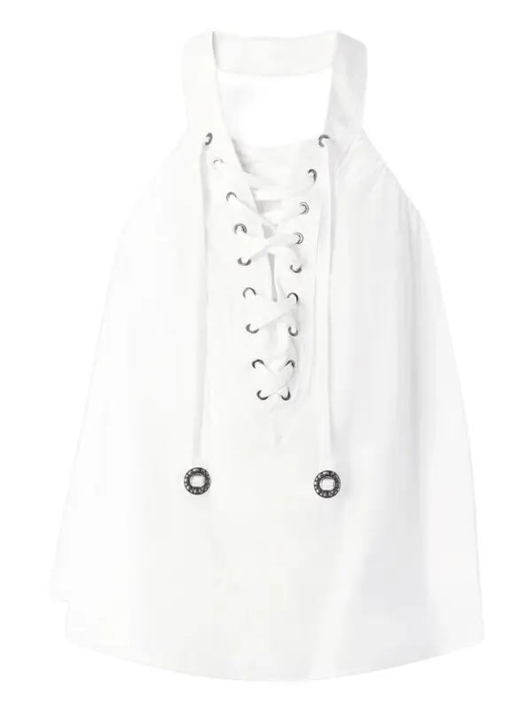 Pinko Lace-up Halterneck Blouse - White