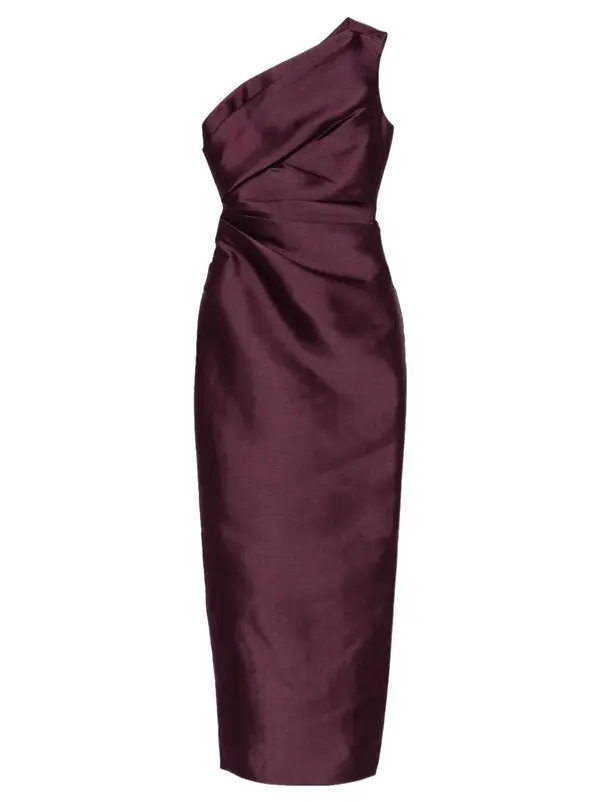 Solace Sleeveless Asymmetrical Gown With Pleated Details - Red
