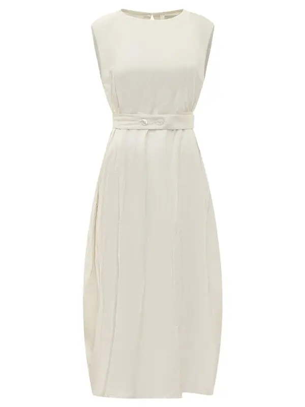 Studio Nicholson Sleeveless Wide Strap Belted Dress - White