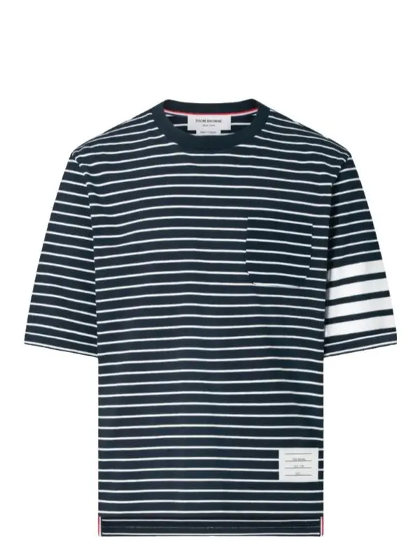 Thom Browne 4-bar Striped T-shirt - Navy