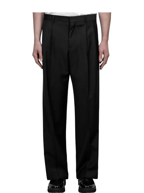SUNFLOWER Pleated Wide-leg Trousers - Black