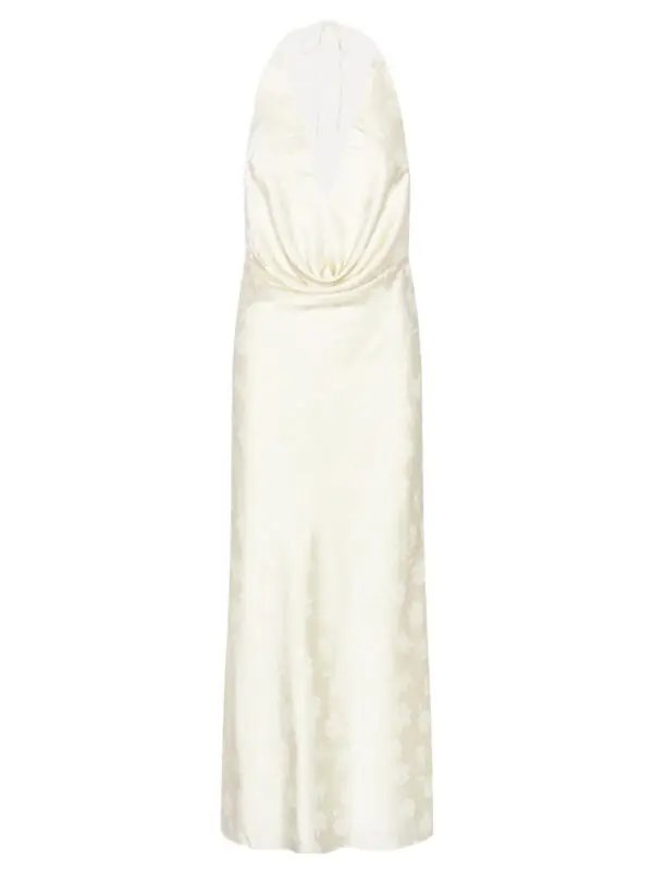 ROTATE BY BIRGER CHRISTENSEN Satin Halterneck Maxi Dress - White