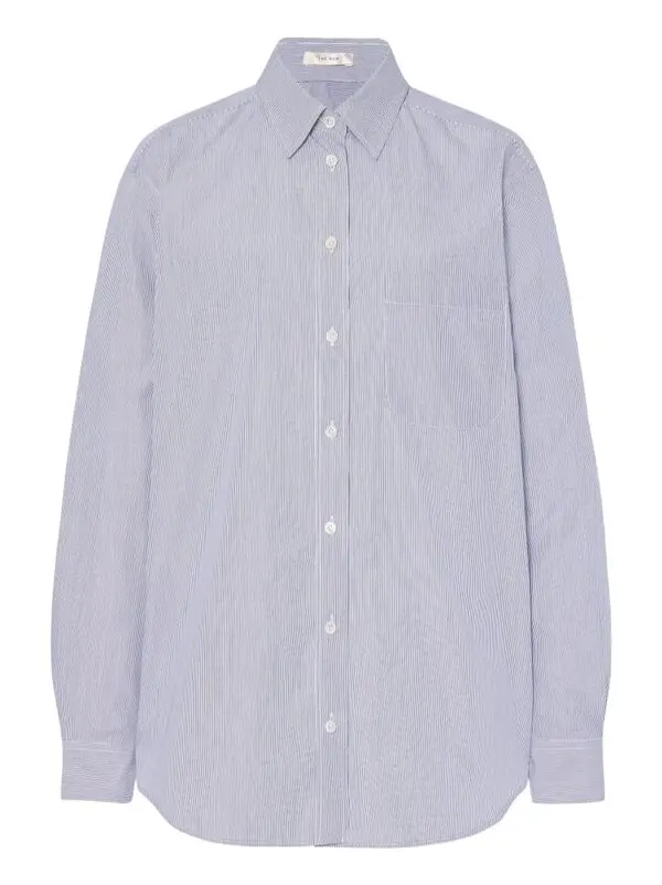 THE ROW Gavina Striped Cotton Poplin Button-up Shirt - White And Blue Stripe