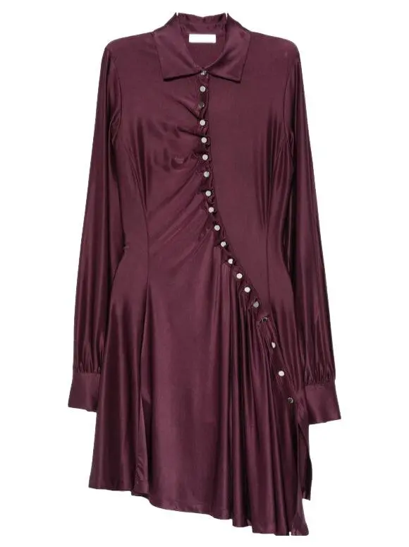 Rabanne Asymmetrical Draped Shirt Dress - Red