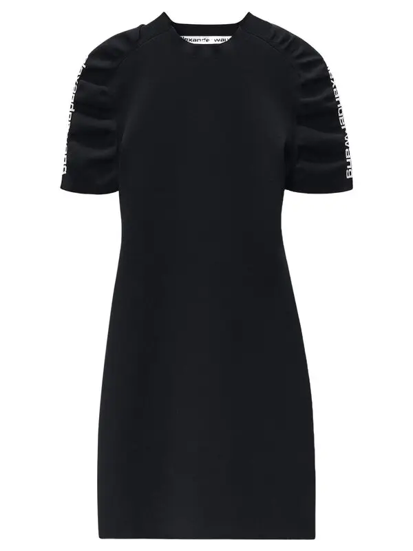 Alexander Wang Ruched Logo Mini Dress - Black